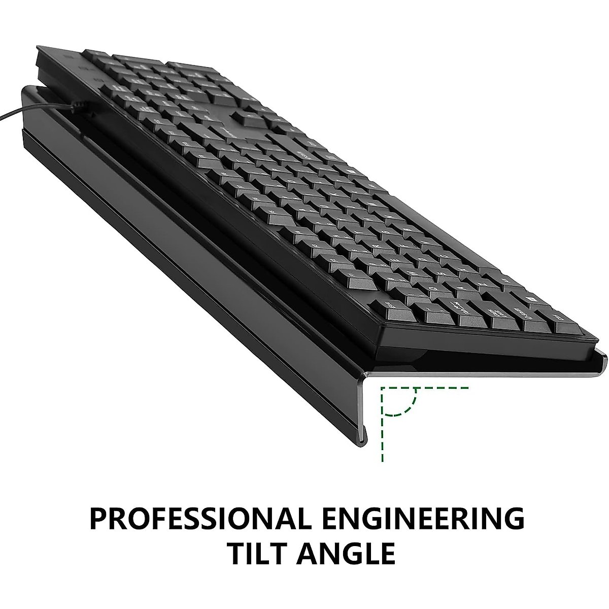 Egchi Acrylic Computer Keyboard Stand for Desk, Keyboard Riser Tilt Lift, Keyboard Holder for Desktop, Desk Keyboard Lifter（Black）