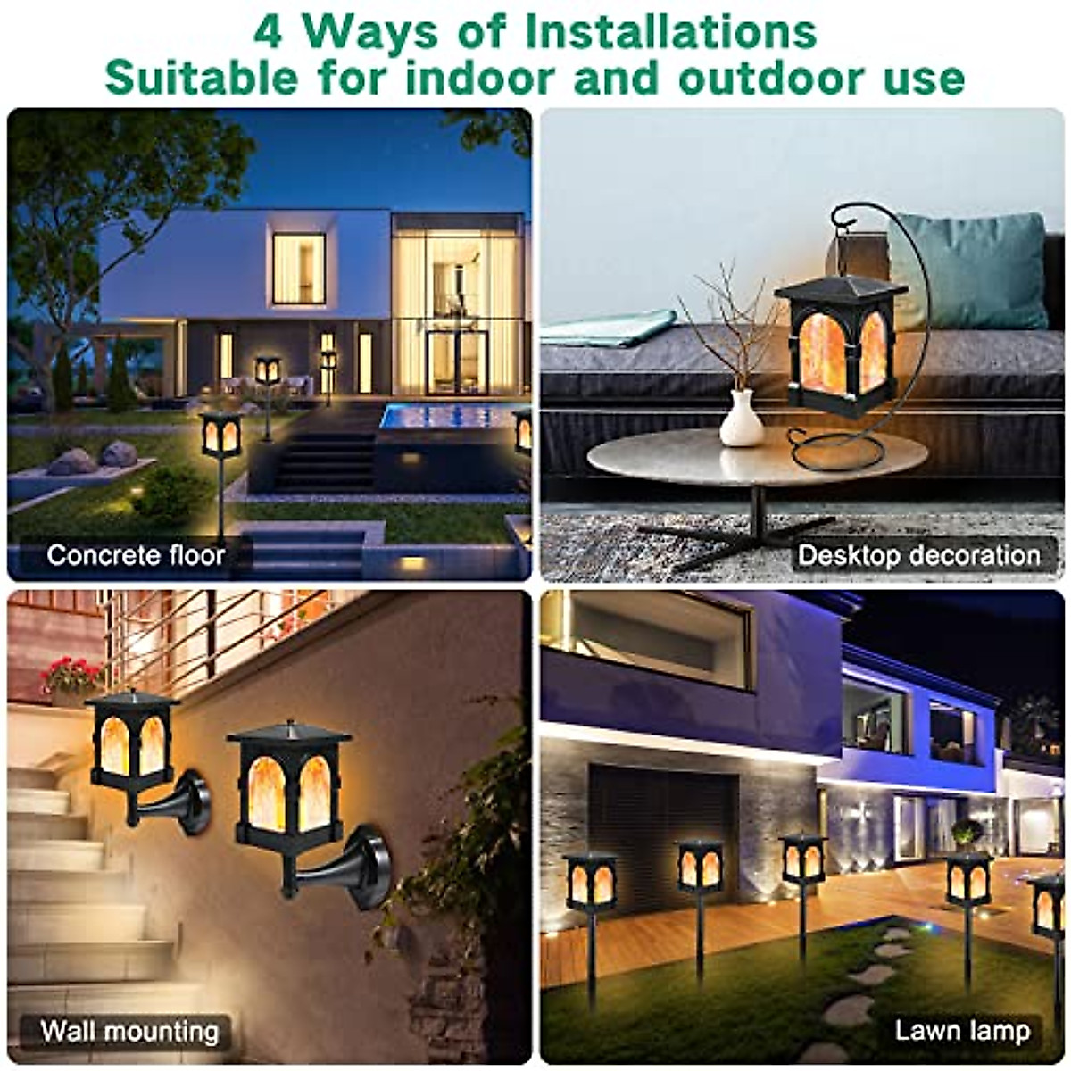 Merkisa Solar Lantern, IP65 Waterproof Solar Lights Outdoor Decorative with Assembly Accessories, 3 Light Modes Solar Powered Outdoor Lights for Patio, Garden, Yard and Table (2 Pack)