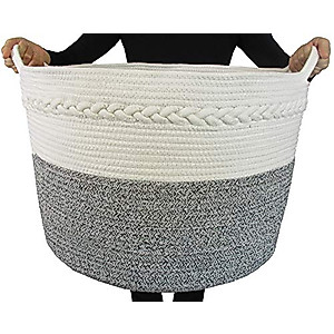 Cotton Rope Storage Basket - Decorative Woven Basket Great Basket for Blankets Basket, Large Laundry Basket, Living Room, Toy Storage, Toy Basket, Toy Bin, XXL 20”X13.5”