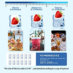 Commercial Grade Ice Maker Machine - 550LBS/24H with 350LBS Bin 1200W Ultra Strong Compressor, Stainless Steel Construction Fully Automatic Operation Perfect for Bar Restaurants and Business