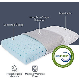 Vaverto Small Memory Foam Pillow for Travel and Camping - Compressible Medium Firm, Breathable Cover, Machine Washable, Ideal Backpacking, Airplane and Car