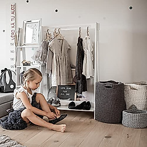 Sweet Home from wood Children’s Wardrobe - Wooden Clothes Rack with Hanging Rail & Display Shelf for Children - DIY Dressing Furniture, Open Closet for Kids, Easy to Assemble (White)