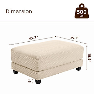 Bumblr Corduroy Ottoman for Modular Sectional Sofa, Modern Movable Ottoman Footrest for Living Room, Bedroom and Office, Beige