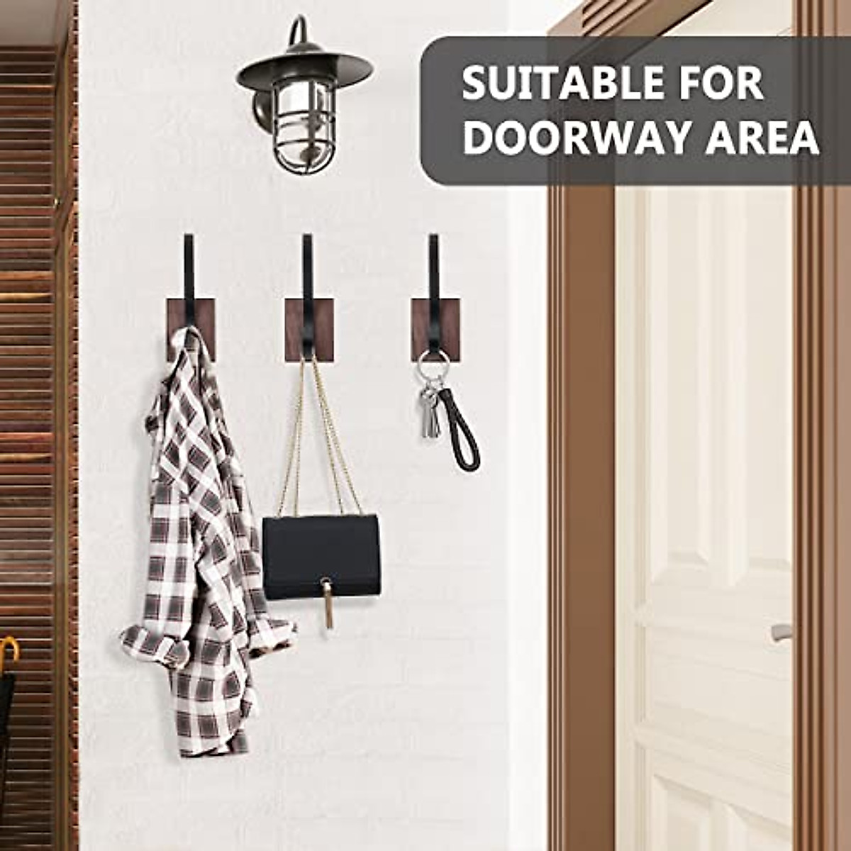 Wood Wall Hooks, 3 Pack Wall Hooks Heavy Duty, Rustic Wood Hooks Wall Mounted, Wall Hooks for Hanging Coat, Towel, Keys, Hat, Umbrella, Bag, Rag and Kitchen Utensils