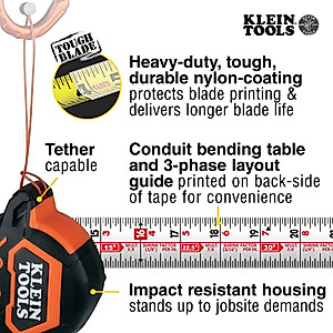 Klein Tools 935RB Level, 8-Inch Torpedo Level & 9225 Tape Measure, Heavy-Duty Measuring Tape with 25-Foot Double-Hook Double-Sided Nylon Reinforced Blade, with Metal Belt Clip