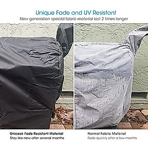 Unicook Heavy Duty Waterproof Wood Pellet Grill Cover, Full Length Grill Cover, Fade and UV Resistant Material, Compatible for Traeger 22 Series Pellet Grill, Z Grill 550B and More, Black