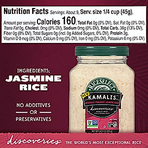 RiceSelect Discoveries Kamalis Intensely Fragrant Jasmine Rice, Gluten-Free, Non-GMO, Vegan, 14.5 Ounce Jar