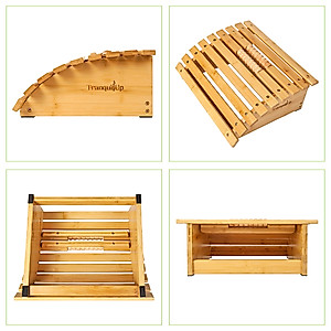 TranquilUp Bamboo Footrest under Desk, Foot Massager - Wide Surface - Anti-slip Bottom - Ergonomic - Barefoot Friendly - Suitable for Office, Home, Washroom, Help Improve Posture - Pain Relief