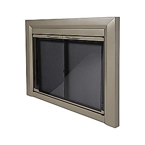 Pleasant Hearth CB-3300 Colby Fireplace Glass Door, Sunlight Nickel, Small