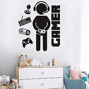 Game Wall Decals Stickers Creative Gaming Quote Poster for Boys Gift,Vinyl Peel and Stick Gamer Decor for Gamer Men's Living Room Play Room Bedroom Home Decoration (Gamer Decal)