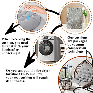 BCKNT Thicken Hanging Basket Seat Cushion, Hammock Swing Chair Cushions, Soft Egg Patio Chair Cushion with High Elasticity PP Cotton, for Indoor and Outdoor Garden Offices