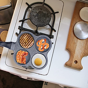 IAXSEE Egg Frying Pan, Nonstick Pancake Pans 4-Cups Egg Pan for Breakfast, Pancake Omelet Pan Egg Cooker Aluminium Alloy Cookware Suitable For Gas Stove