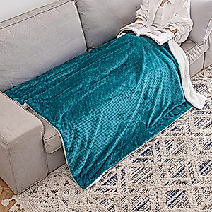 MIULEE Sherpa Fleece Blanket - Fuzzy, Super Soft Throw Blankets for Couch - Thick Fluffy Warm Blankets Perfect for Bed, Sofa, Adults - Cozy Plush Winter Plush Throws(Teal, 50" x 60")