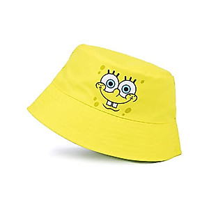 SpongeBob SquarePants Reversible Bucket Hat Kids | Girls Boys Yellow Spongebob and Patrick Coral Character Sun Hat