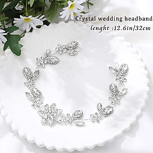 Unsutuo Crystal Bride Wedding Hair Vine Silver Flower Bridal Hair Headpiece Rhinestone Hair Pieces for Women and Girls