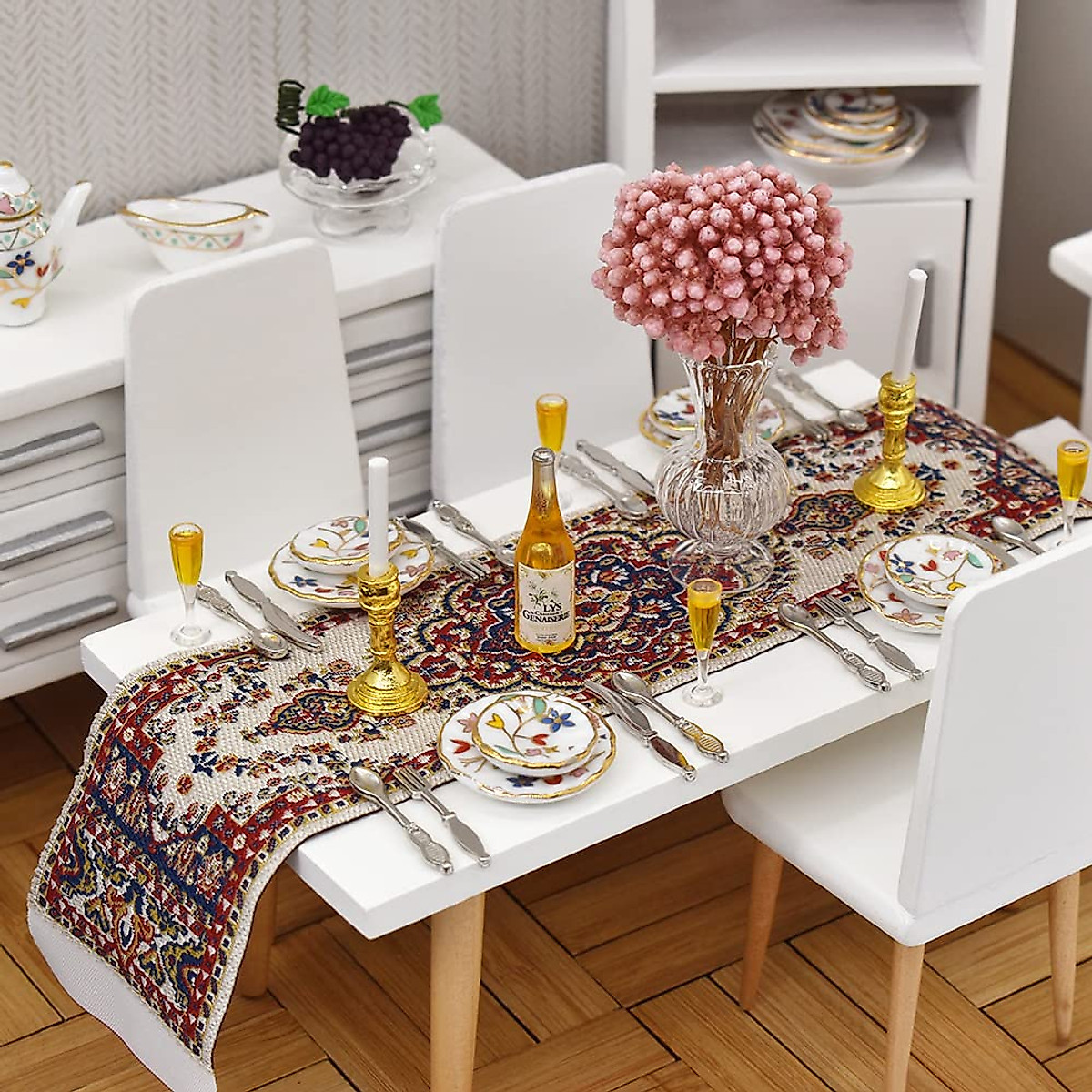 iLAND Varnished Dollhouse Flooring on 1:12 Scale, Dollhouse Floor Boards of Bamboo (Rectangular 48pcs)