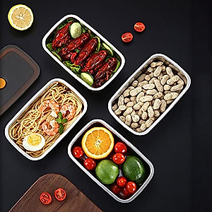 CORAHE 304 Stainless Steel Large Food Storage Container with Lids Airtight Metal Food Containers Stackable Meal Prep Leftover Containers for Freezer Fridge Oven Dishwasher Safe (Size : 2300ML)