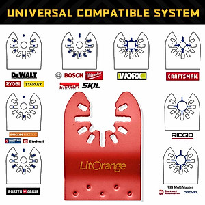 Litorange 20PCS Professional Wood/Metal/Plastic Universal Multitool, Quick Release Saw Blades Titanium Oscillating Multitool Blade for Hard Material