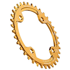 Dymoece Narrow Wide Bike Single Chainring 104BCD 32T 34T 36T 38T for 9 10 11 Speed Round,Black/Red-Compatible with Most of Shimano and Sram Cranksets