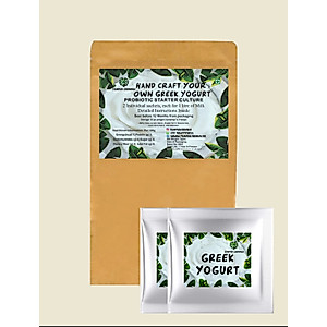 TEMPEHSTATION Greek Yogurt Starter Culture Kit-Culture&hand painted ceramic Handi Lid Dahi/Curd pot|easy to produce large batches 2 gms each sachet|Heirloom|-Strains L. bulgaricus &Streptococcus thermophilus