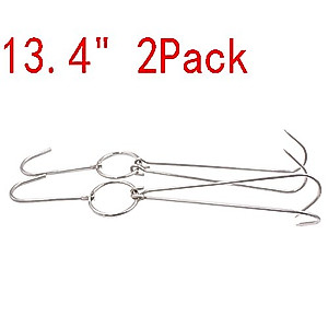 Alele Double Hooks Meat Hooks Poultry Roasting Hooks Butcher Hook Processing Meat Hook Stainless Steel Rotary Device Slaughtering Barbecue (13.4in Meat Hooks)