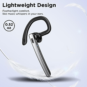 TERUNSOUl Bluetooth Headset V5.3, Wireless Bluetooth Earpiece with 600mAh Charging Case, 110H Playtime, Hands Free Headset for Cell Phone and Computer with Built-in Microphone for Work Trucker Office