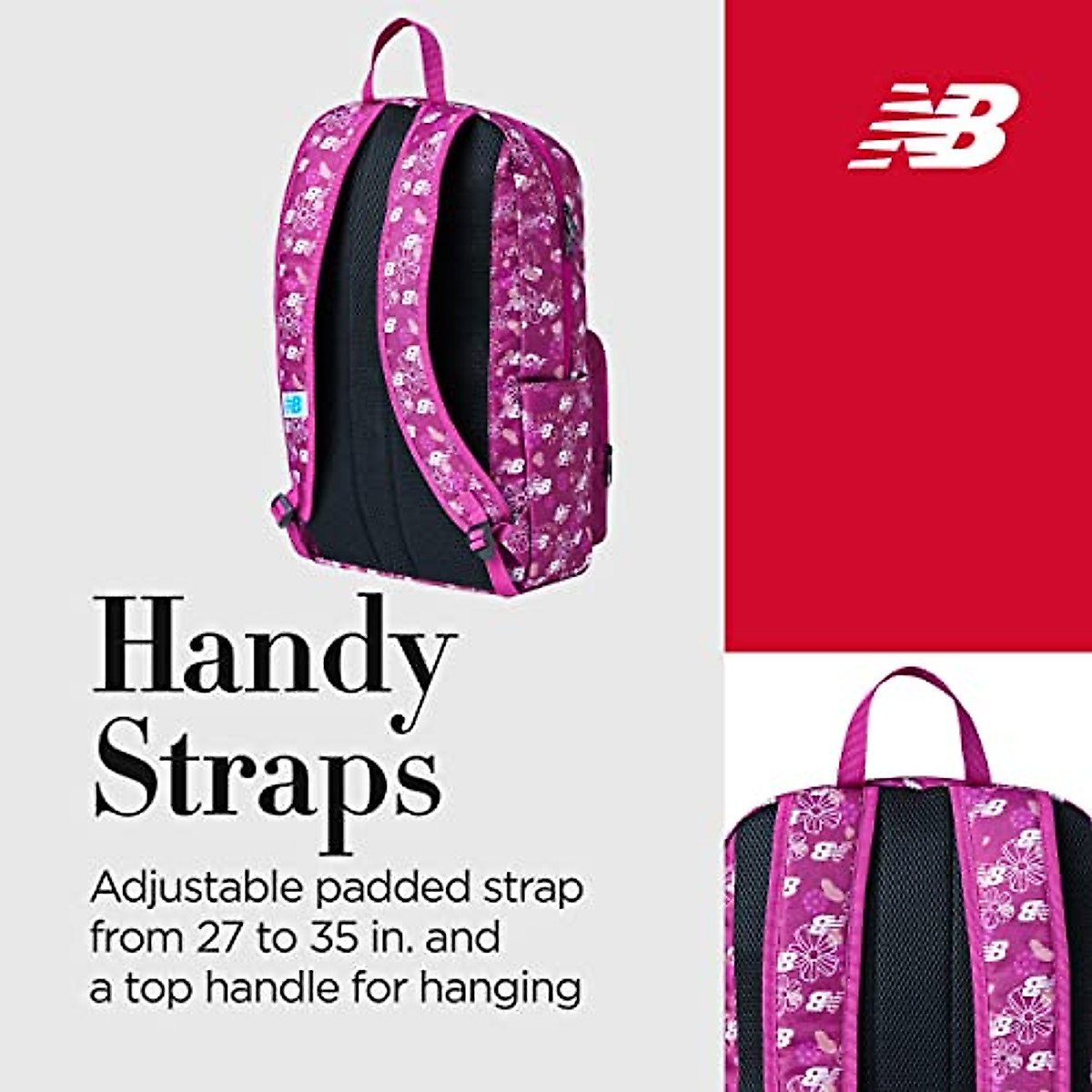 New Balance Backpack, Core Performance Daypack Small Hiking Bag, Pink