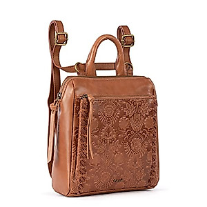 the sak Women's Loyola Mini Convertible Backpack in Leather, Slate Leaf Embossed, One Size