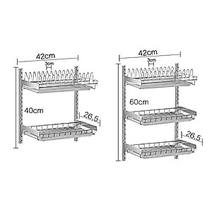PLABCATNB Dish Rack,Kitchen Racks Drain Dish Rack Wall Mount Perforated Installation - 2 Layers / 3 Layers/3 Layers (2 Layers)