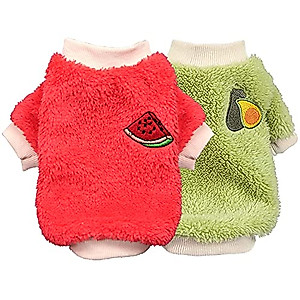 XIGOU 2-Pack Dog Sweater, Puppy Dog Sweaters for Small Dogs, Winter Warm Puppy Pet Coat Soft Sweaters Dog Clothes for Small Dogs Girls Boys, Cat Apparel, Red, Green, X-Large