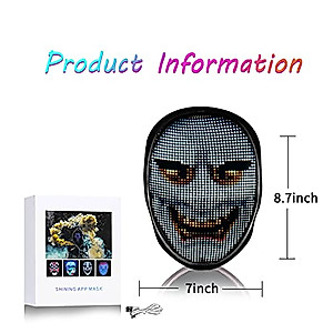 AINSKO LED Mask With Face Transforming-Light Up programmable mask,cool led mask,LED light up screen mask,led mad mask,Party Costumes Cosplay