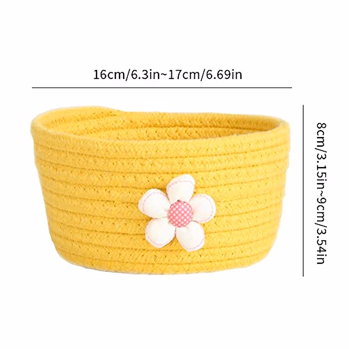 Tutuba Cotton Rope Baskets, Woven Round Cute Storage Baskets Decorative Storage Bins for Desk Dog Cat Toy Kids Baby Girls Gifts