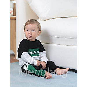 Menglang Toddler Boy Clothes 4T 5T Letter Long Sleeve Tops Toddler Sweatshirt Pants 2Pcs Set Boy Toddler Clothes Toddler Fall Clothes Boy