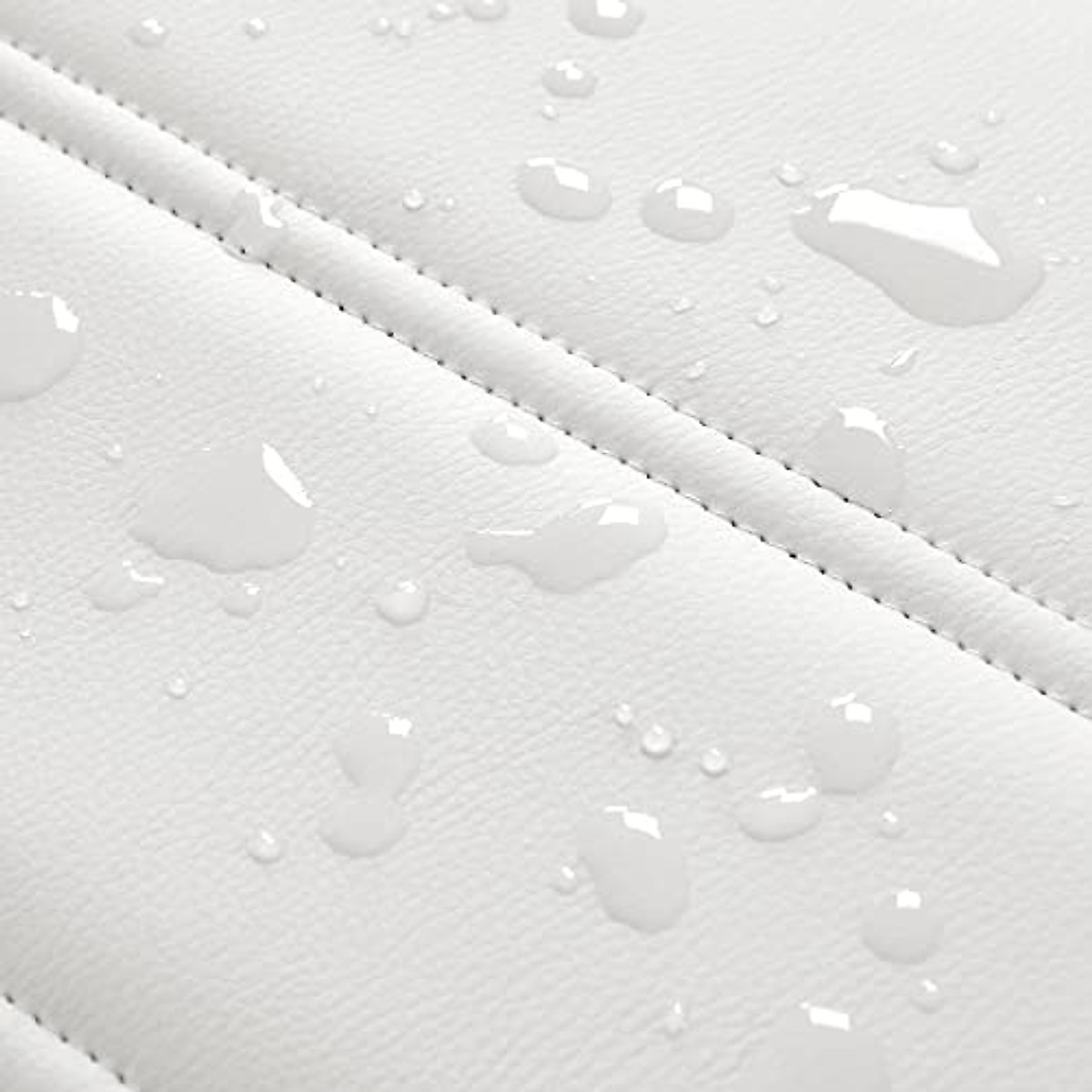 Topeakmart Office Desk Chair Mid-Back Adjustable Chair PU Leather Executive Chair w/Gold Frame White Seat