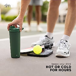 Simple Modern Stainless Steel Shaker Bottle with Ball 24oz | Metal Insulated Cup for Protein Mixes, Shakes and Pre Workout | Rally Collection | Cream Leopard