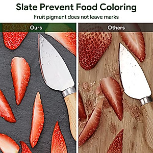 Easoger Large Charcuterie Board (28"×13"×1.6") with 2 Drawers, Bamboo Cheese Board with Knife Set, 2 Ceramic Bowl, Cutting Protection Natural Slate and Non-slip Feet, ideal for Housewarming Gift