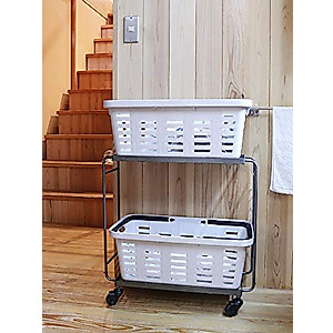 Post General Post General Wagon Iron Wagon with Heavy Duty Basket Long White Iron Wagon Basket Free