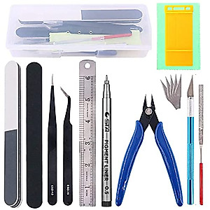 Esoca 16Pcs Gundam Tool Kit with Marker Hobby Building Tools Gundam Modeler Craft Set Gunpla Tool kit Model Hobby Tools for Basic Model Building, Repairing and Fixing