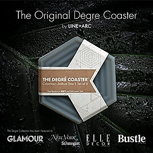 The Original Degrē Coaster (Set of 6, Joshua Tree) by LINE+ARC. 10mm Thick Dishwasher Safe Stain-Resistant Outdoor Coffee Table Silicone Modern Hexagon Mid Century Cup Drink Rubber Non-Absorbent