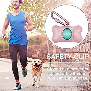 Dog Poop Pickup Bags Holder Dispenser with 1 Roll Random Color Leak-proof Scented Doggy Waste Bags and Carabiner with Safety Lock Plus Hook and Loop Fastener Never Loose on Leash Lead Again (Pink)