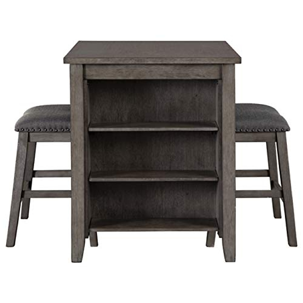 Signature Design by Ashley Caitbrook Counter Height Dining Room Table Set with 2 Upholstered Barstools, Gray
