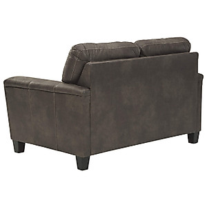 Signature Design by Ashley Navi Faux Leather Modern Loveseat, Gray