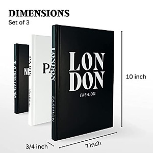 Decorative Books – 3 Book Set – Living Room Décor – Shelf Decoration – London, Paris & New York Fashion – Designer Books – Coffee Table Décor – Faux Books for Decoration – Black & White Themed