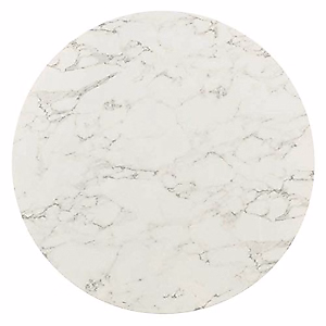 Hawthorne Collections Mid-Century 40" Round Faux Marble Top Pedestal Dining Table in Gold