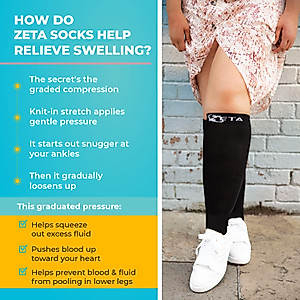 Zeta Wear Plus Size Leg Sleeve Support Socks - The Wide Calf Compression Socks Men and Women Love for Its Amazing Fit, Cotton-Rich Comfort, Compression & Soothing Relief, 1 Pair, 3XL, Gray