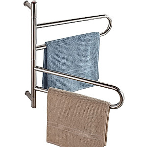 Pivoting Electric Towel Warmer, Wall Mounted Towel Warmer, with 2 Folding Arms, 304 Stainless Steel Towel Warmer, Energy Efficient