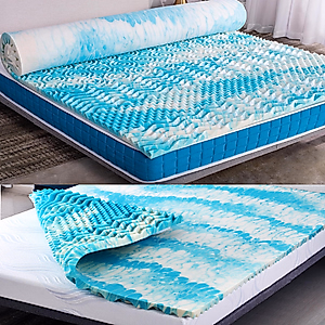 Askme 2 Inch 7-Zone Twin Memory Foam Mattress Topper, Cooling Gel Foam Mattress Topper for Pressure Relief,Bed Topper in a Box CertiPUR-US Certified, Twin Size