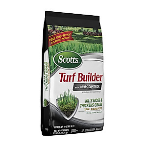 Scotts Turf Builder with Moss Control, Moss Killer and Lawn Fertilizer, Covers Up to 5,000 sq. ft., 25 lbs.