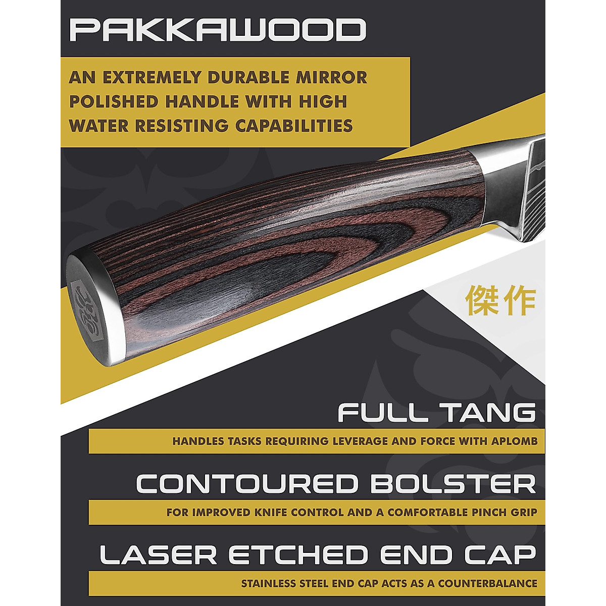 KESSAKU 7-Inch Cleaver Butcher Knife & 6-Inch Boning Knife Set - Dynasty Series - German HC Steel - G10 Full Tang Handle