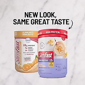 SlimFast Advanced Immunity High Protein Meal Replacement Smoothie Mix, Orange Cream Swirl, Weight Loss Powder, 13.5 Oz